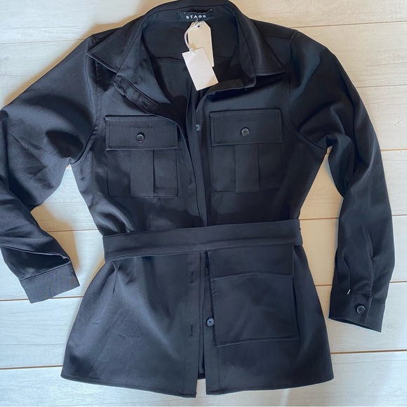 Frankie Shop | Tops | Frankie Shop Button Down Shirt Pouch Belt Black ...